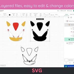 Shadow the Hedgehog Face SVG: Sonic Game Cut File (digital Download ...