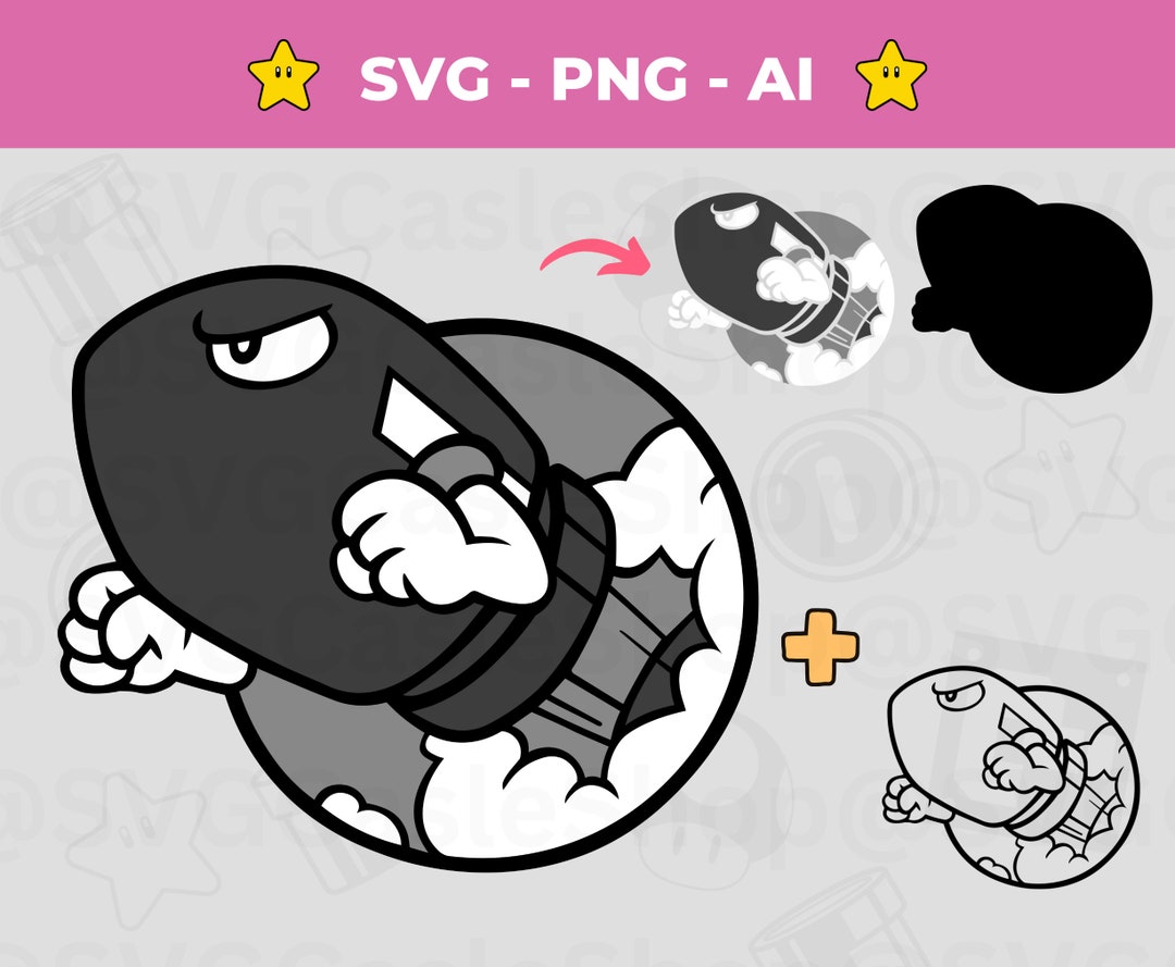 Bullet Bill SVG, Super Mario SVG, Bullet Bill Png, Mario Rocket Digital ...