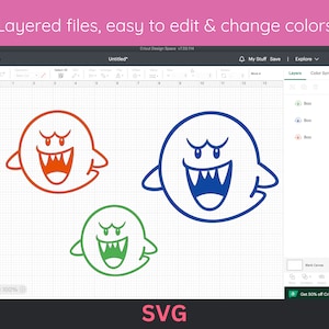 Super Mario Ghost SVG - Boo SVG - Instant Download for Nintendo Fans ...