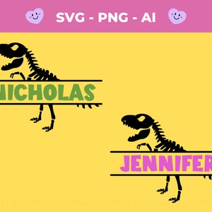 Digital Split Dinosaur SVG, T Shirt Svg Split Monogram PNG ...