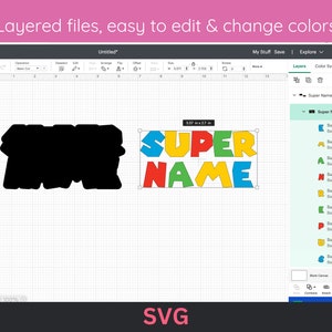 Custom Mario Font Name Logo: Birthday Party SVG, PNG (digital Download ...