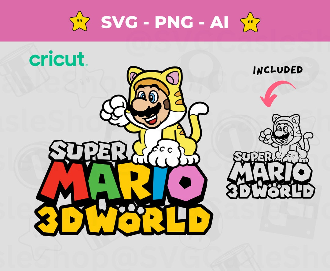 Digital Mario Svg Cat Svg Logo Mario Shirt Png Super Mario 3d World