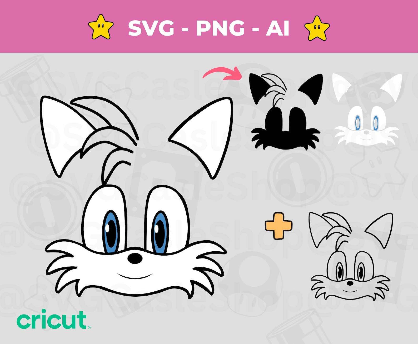Tails Face Layered SVG: Sonic Game Cut File (digital Download) - Etsy