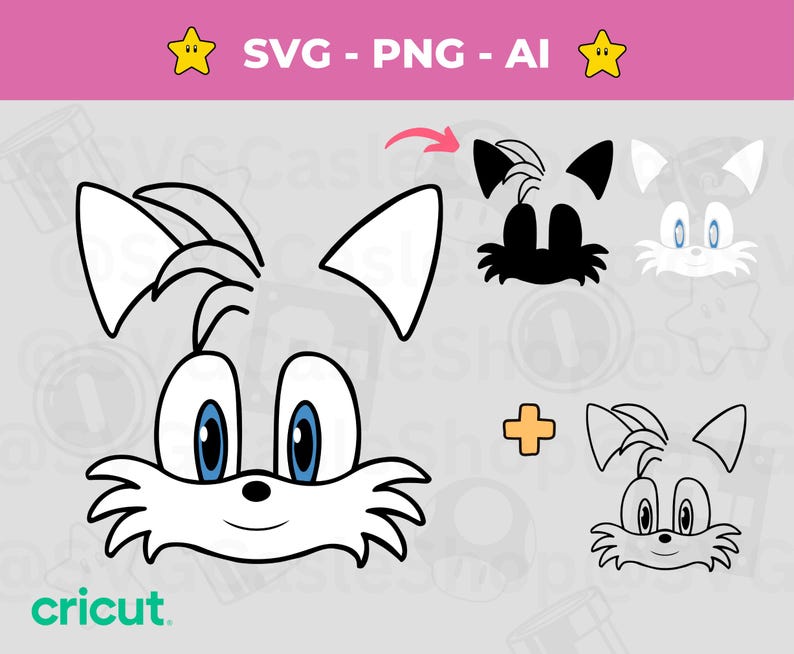 Tails Face Layered SVG: Sonic Game Cut File (digital Download) - Etsy