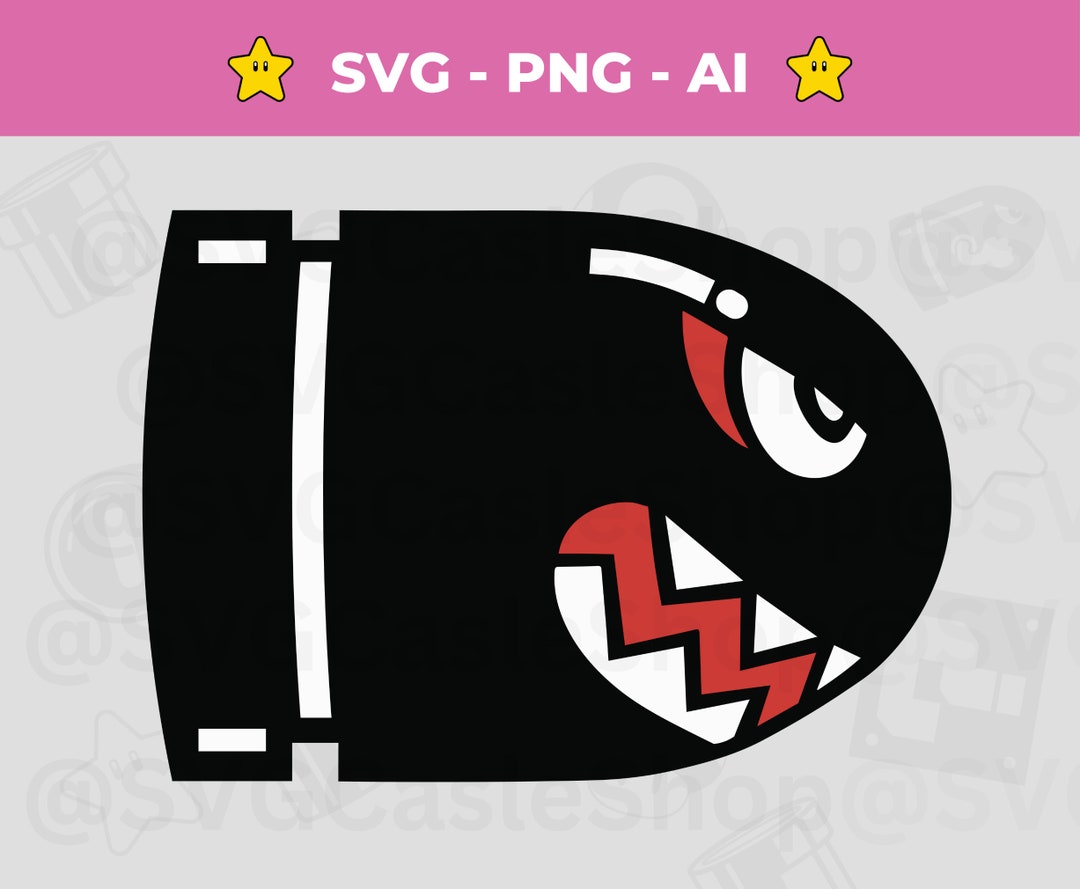Banzai Bill SVG, Super Mario PNG, Mario Game, Vinyl Design, Bullet Bill ...