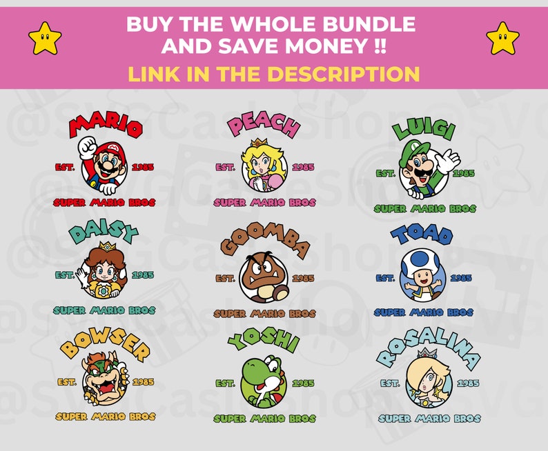 Mario SVG: Luigi & Peach Vector Cut File (digital Download) - Etsy