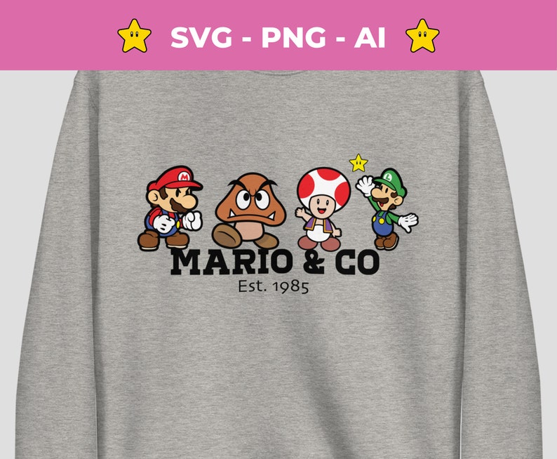 Super Mario SVG Collection: Vector Cut File, PNG Sublimation (digital ...