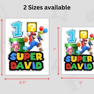 Mario Cake Topper and 12 Cupcake Toppers Personalised Cake Topper for ...