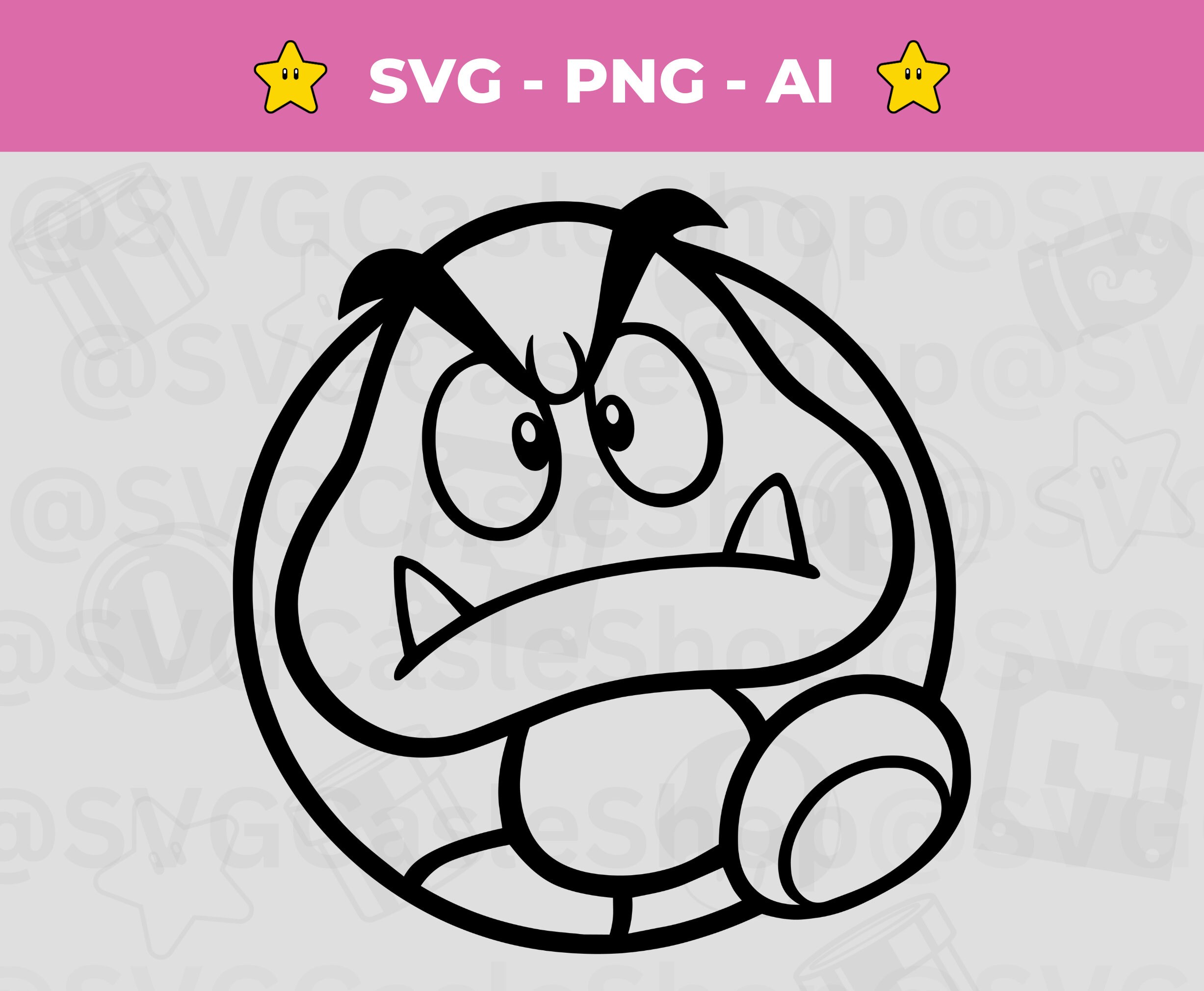 Goomba SVG Outline Mario Character Cut File for Cricut & - Etsy