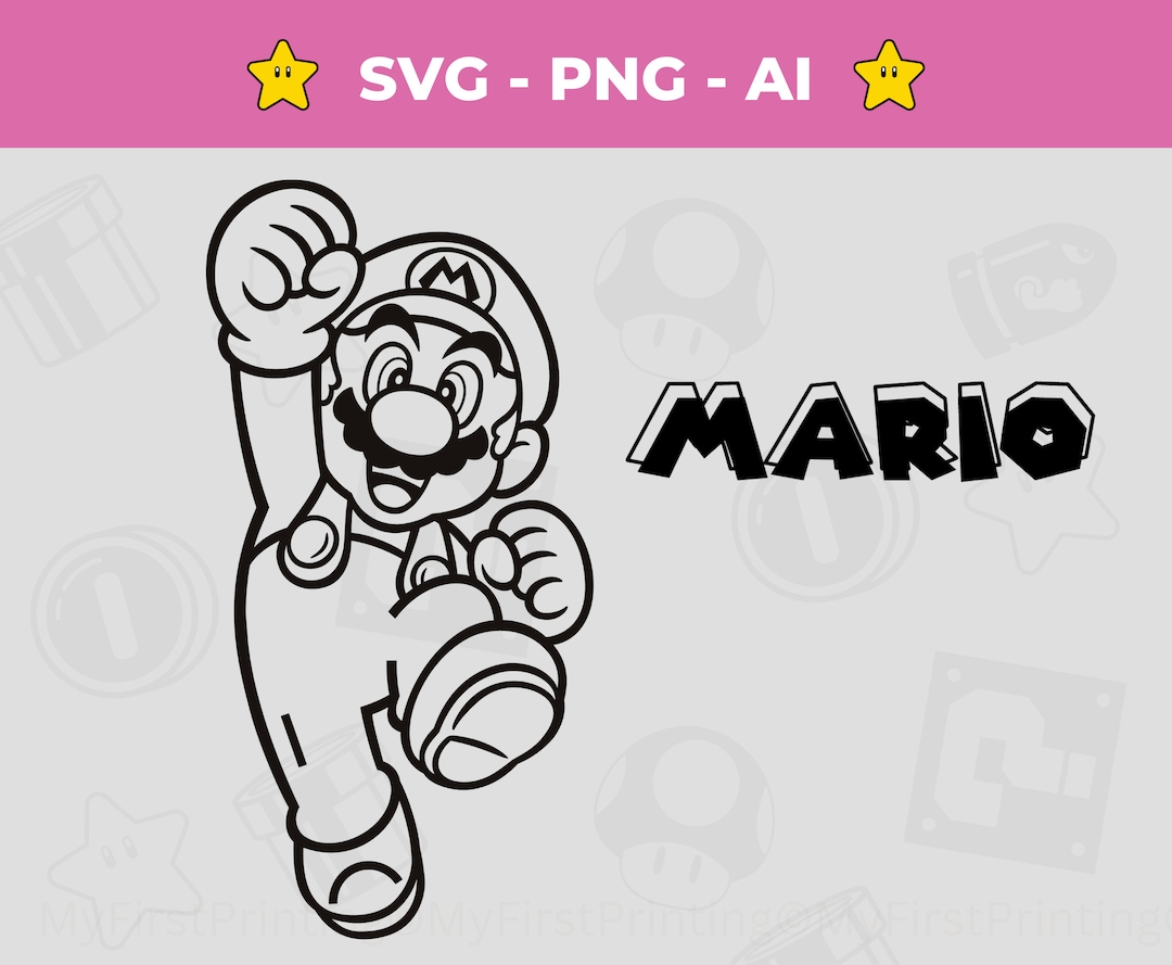 Mario SVG Cut File, Instant Download, PNG Super Mario , Mario SVG Cricut, Mario Bros Svg, Mario ...