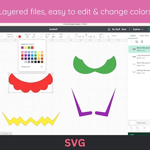Mario Moustache SVG: Wario, Waluigi, Luigi Cut Files (digital Download ...