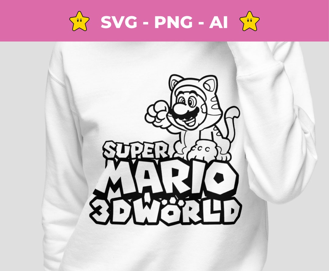 Instant Download Super Mario Outline Design SVG PNG, Cat SVG for Mario ...