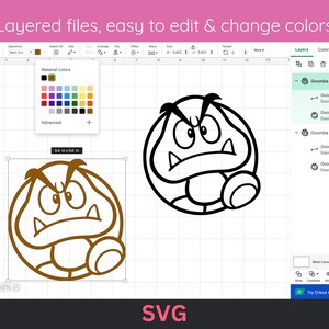 Mario Character SVG Cut File, Goomba SVG Outline Descarga instantánea ...