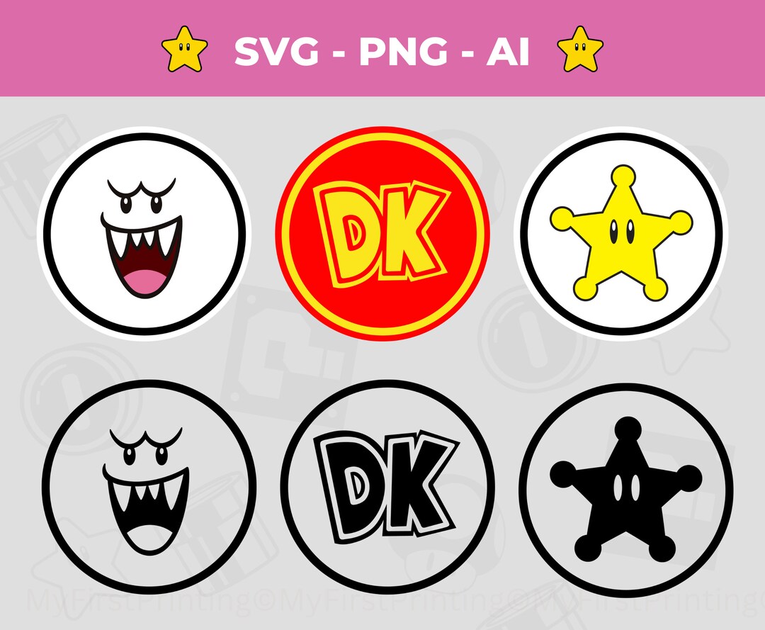 Mario Characters Logo Vector: Boo, Rosalina Star, Donkey Kong (SVG, PNG ...