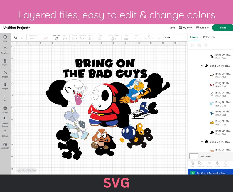 Mario Bad Guys SVG PNG: Vector Cut File Pack (digital Download) - Etsy ...