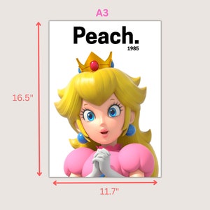 Printable Princess Peach Poster, Princess Room Print Wall Poster, Video ...