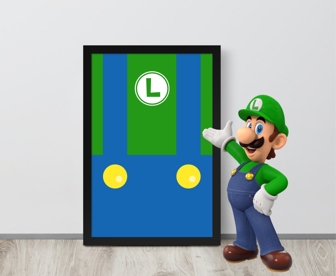 Digital Luigi Outfit Poster Png, Super Mario, Iconic Suspender for ...