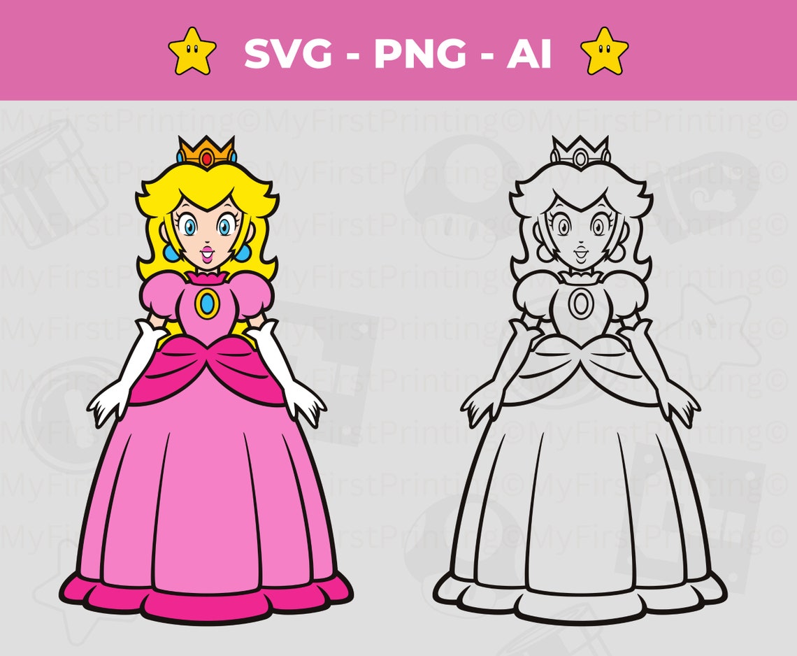 Princess Peach Crown SVG Super Mario SVG Instant Download - Etsy