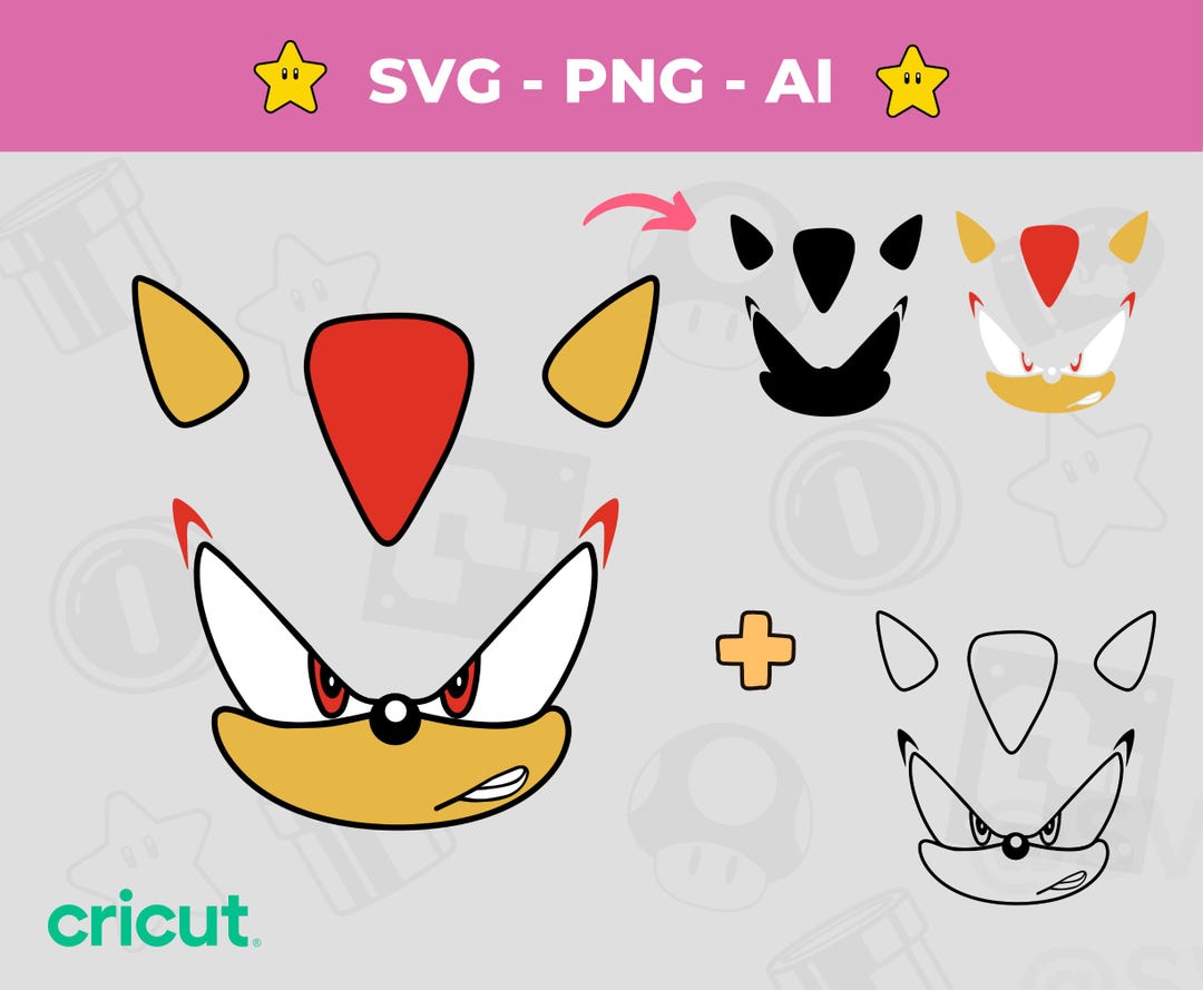 Shadow the Hedgehog Face SVG: Sonic Game Cut File (digital Download) - Etsy