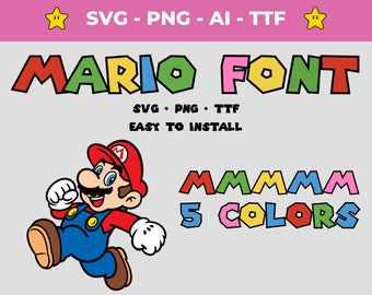 Mario Super Font & Alphabet Digital Files - SVG, PNG, TTF - Etsy