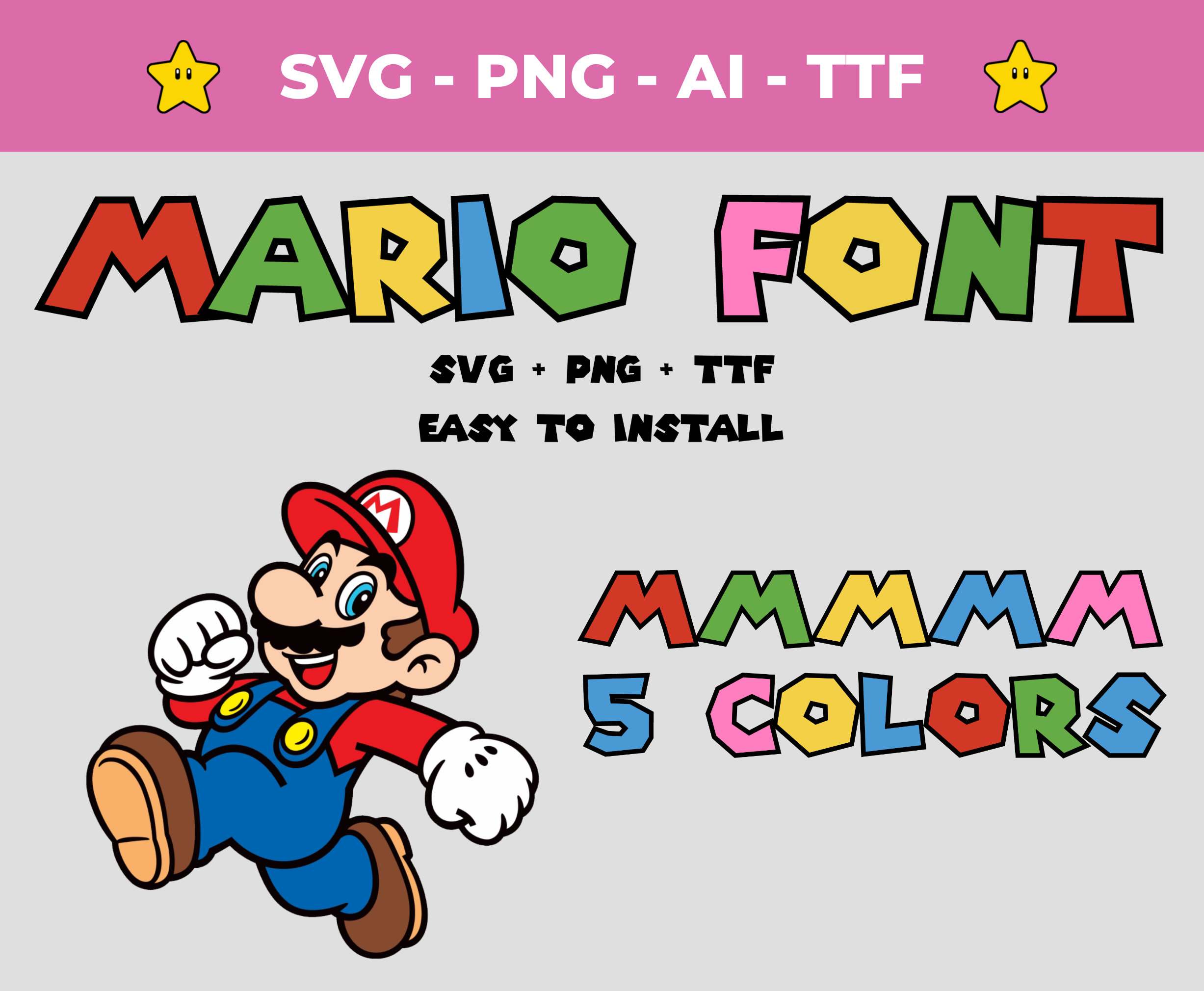 Super Mario Font SVG Instant Download Mario Alphabet PNG - Etsy Canada