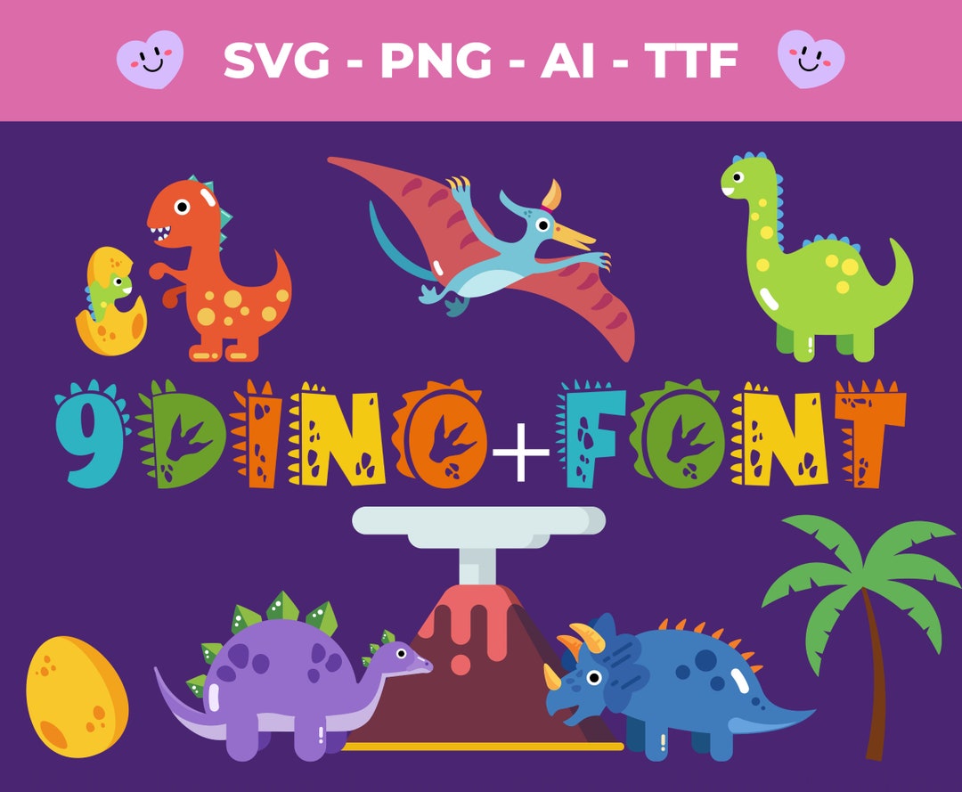 Digital Dinosaur SVG Font, 9 Layered Dinosaur Svg Vector Cut File, TTF ...