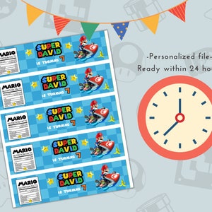 Super Mario Water Bottle Labels - Personalized Super Mario Birthday ...