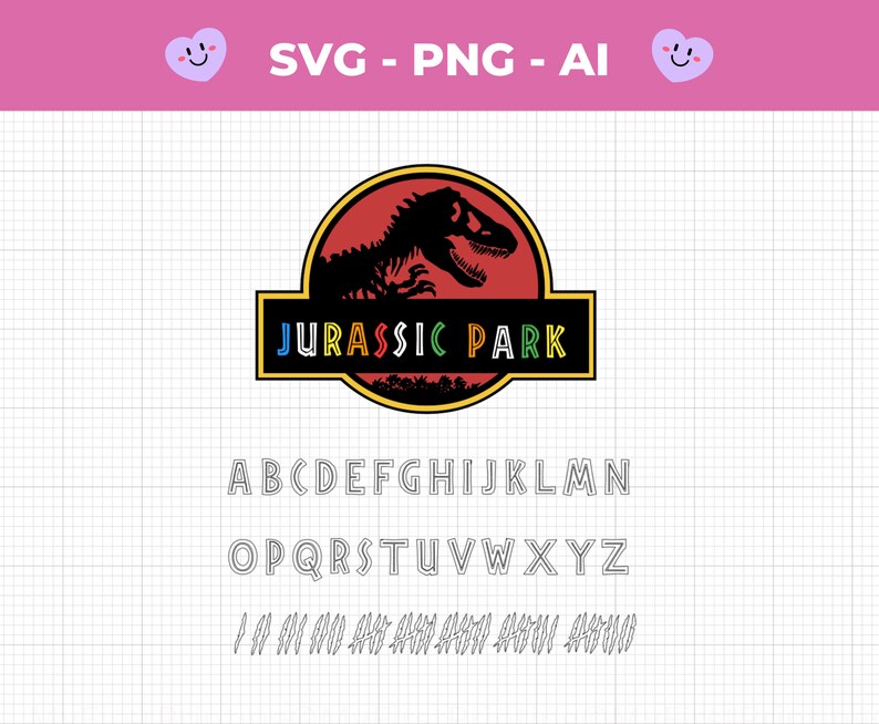 Jurassic Park Font TTF Install Dinosaur Alphabet Letters and Numbers ...