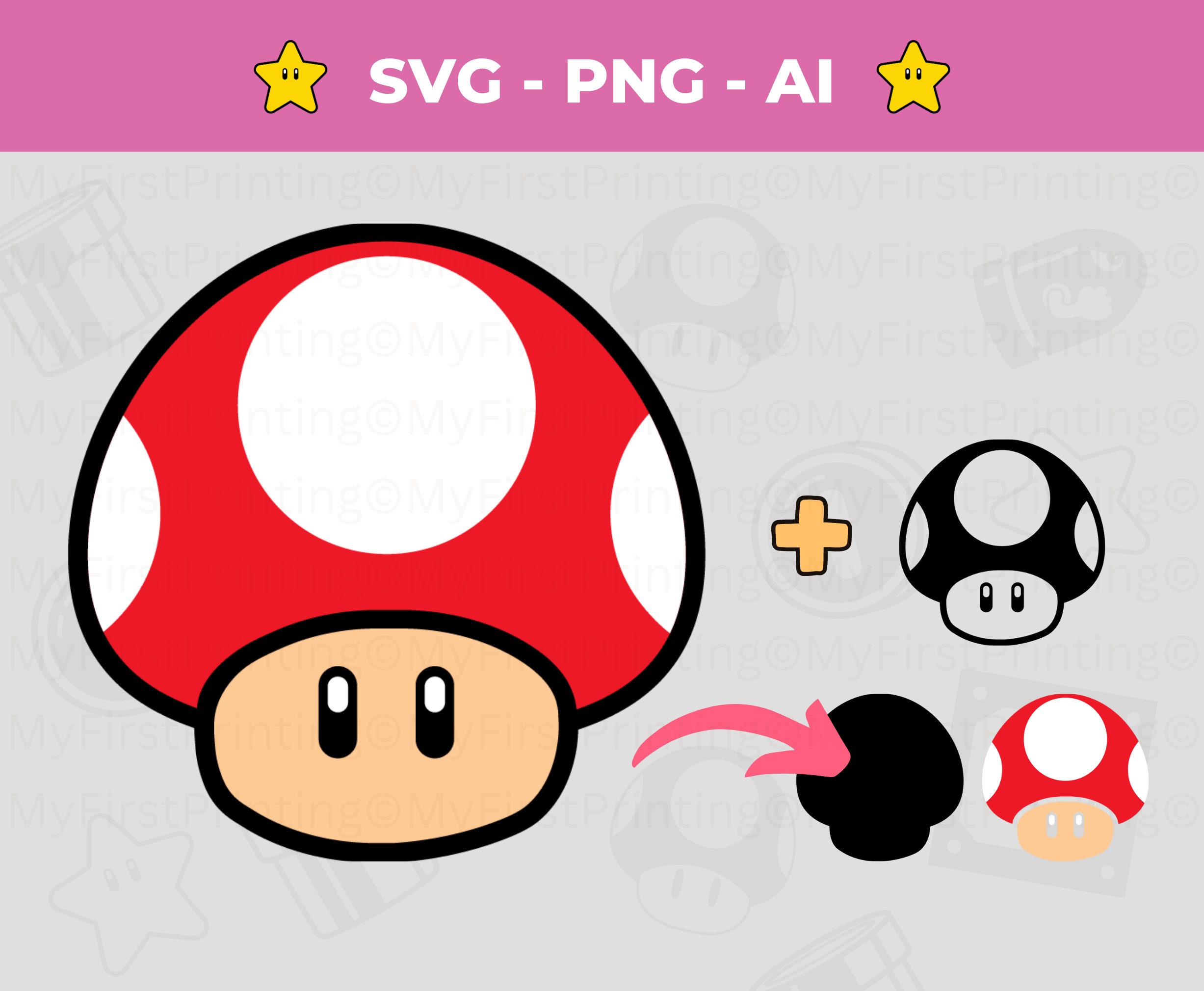 Mario Mushroom SVG Toad SVG Instant Download Mario Game - Etsy Canada