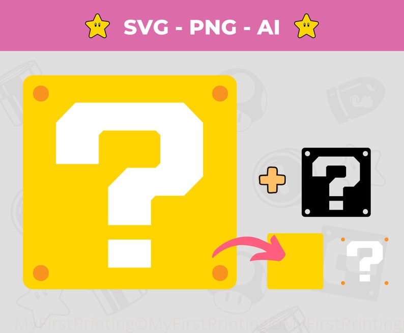 Mario Question Block SVG: Vector Cut Files (digital Download) - Etsy