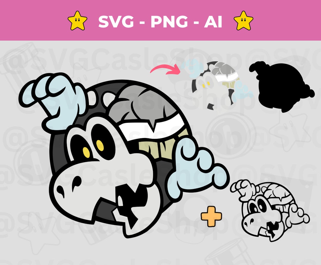 Digital Mario SVG PNG Vector Cut File, Dry Bones Turtle Svg, Super ...