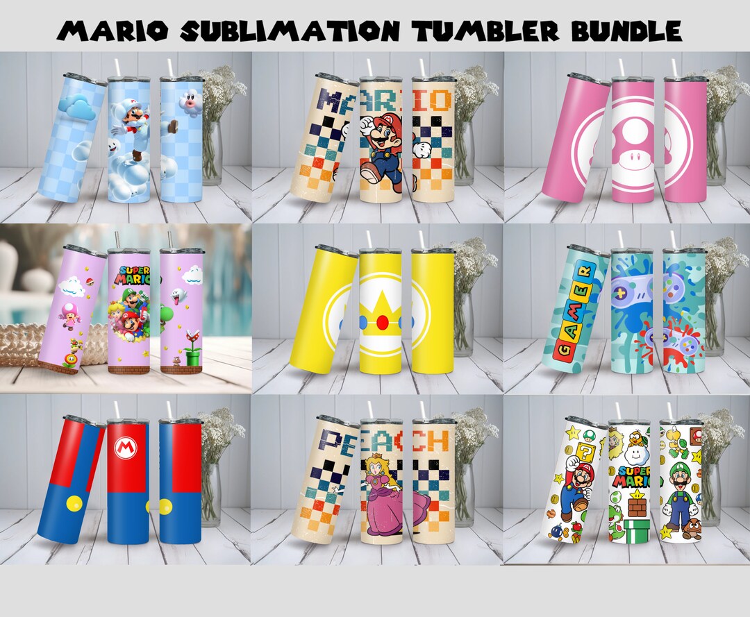 Mario Bros Tumbler Wrap Bundle Png Instant Download | 9 Super Mario ...