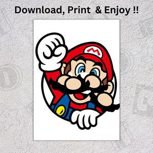 Mario Game Activity Pack for Birthday Party, Pin the Moustache on Mario ...