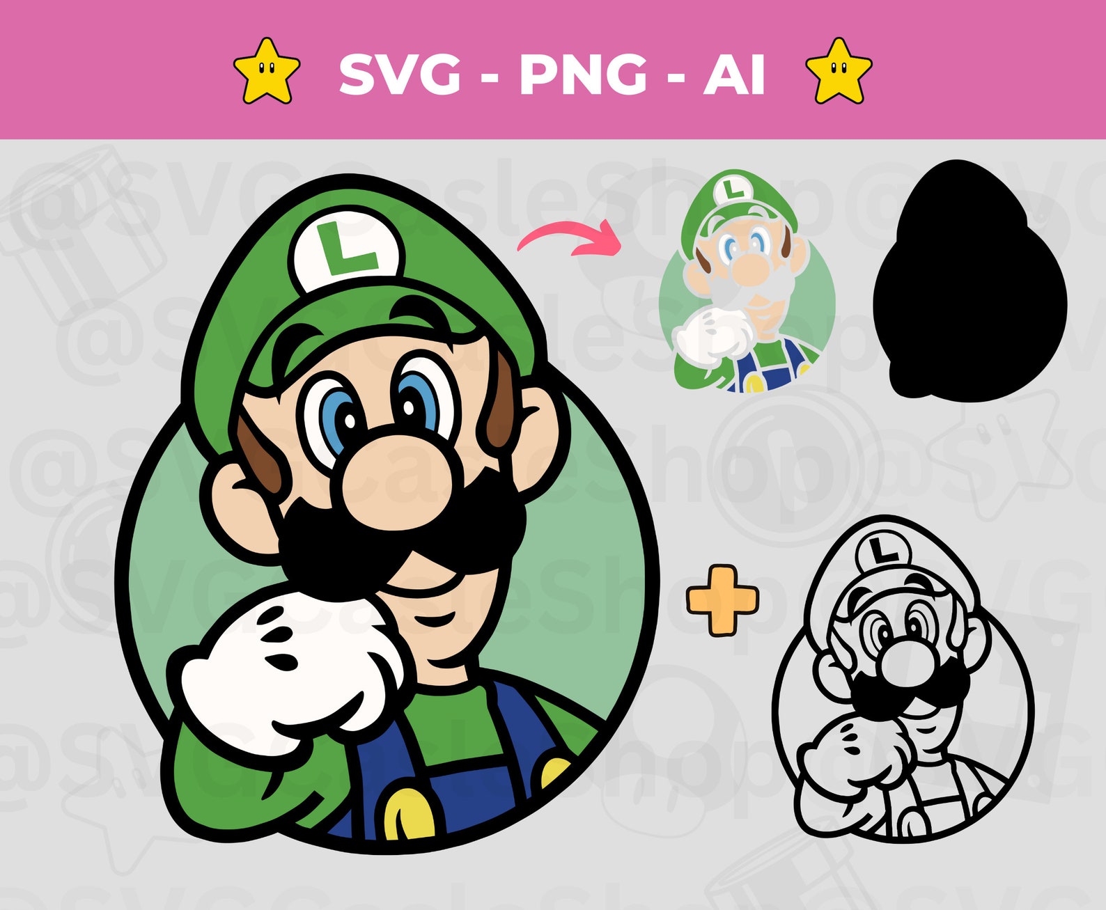 Luigi SVG: Super Mario Bros Vector Cut File (digital Download) - Etsy