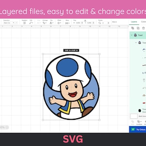 Mario Toad Mushroom SVG PNG Vector Instant Download Layered Files Mario ...