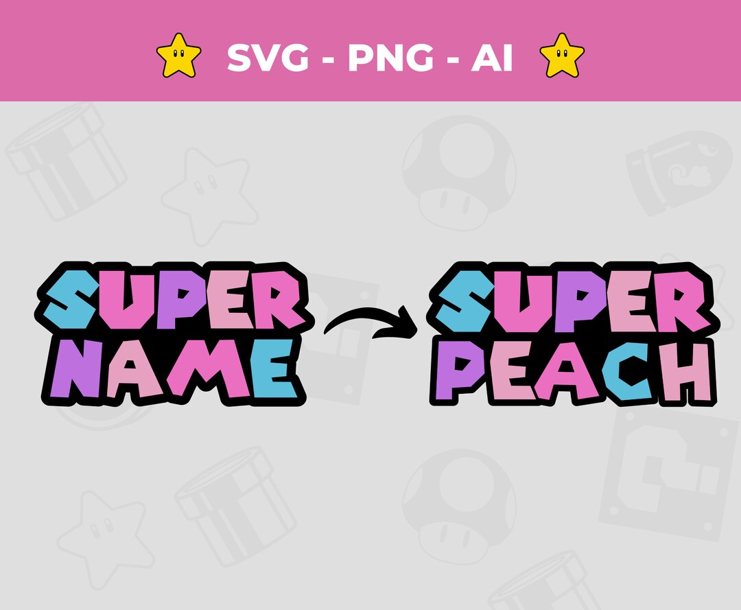 Custom Super Name in Mario Font Pink Theme Birthday Party Personalized ...
