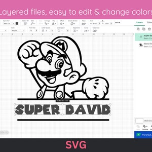 Mario SVG PNG Template for Cricut | Vector Instant Download | Text ...