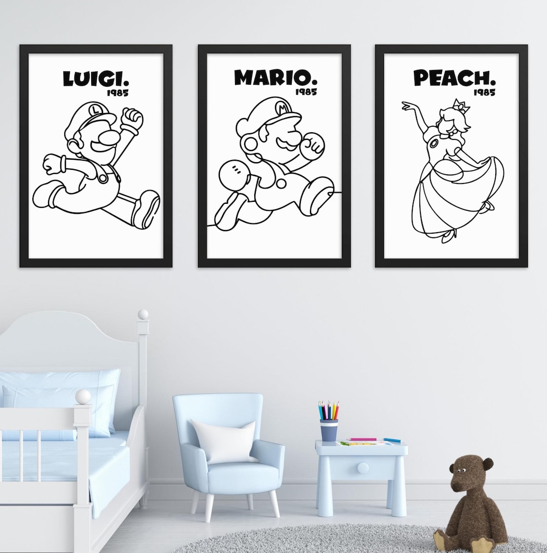 Wall Art Super Mario Brothers Pack - Super Mario Prints - Peach Png ...