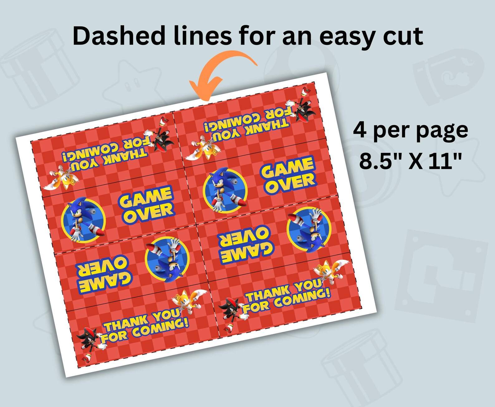 Printable Sonic Party Treat Bag Label: Shadow Game Over Design (digital ...