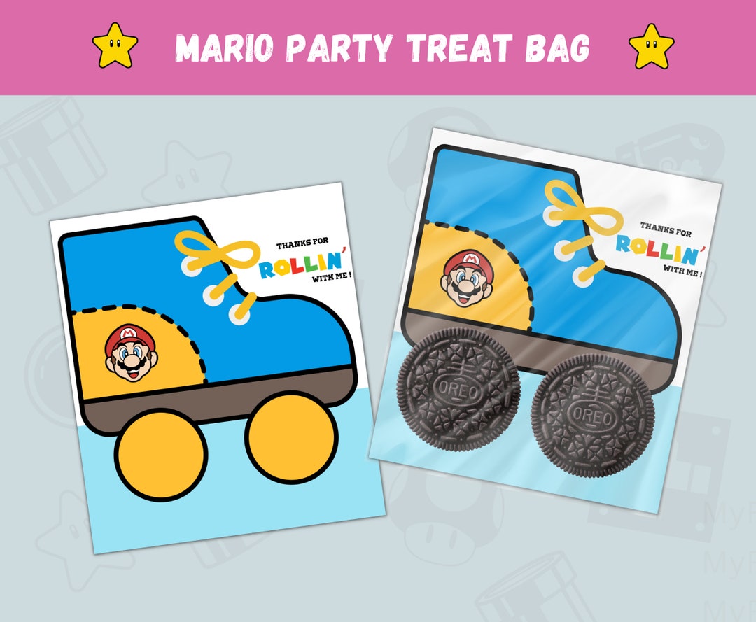 Digital Super Mario Birthday Food Labels, Treat Bag Toppers PNG, Favor ...