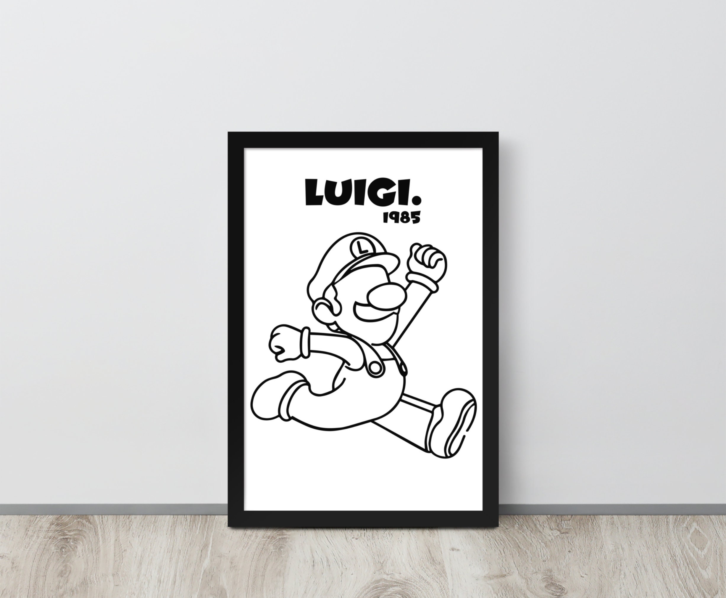 Mario Bros Line Art Poster Set: Minimalist Gamer Room Decor (digital ...