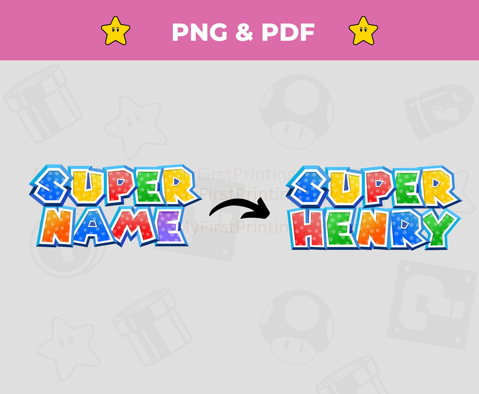 Custom Mario Name Mario PNG PDF File Themed Birthdays With - Etsy