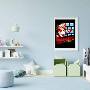 Retro Super Mario Bros 1 Art Print - PNG Digital Video Game Print ...