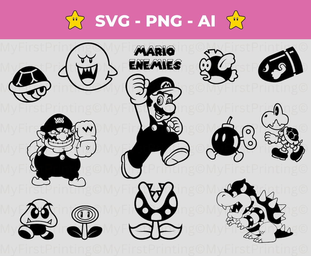 Super Mario's Most Iconic Enemies SVG Bundle Wario Svg - Etsy UK