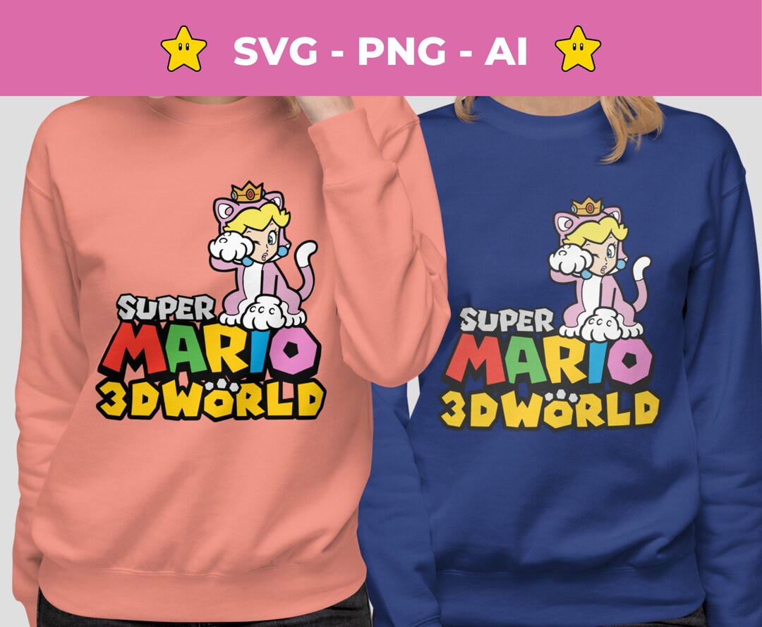 Digital Super Mario SVG, Cat Peach PNG, Mario World SVG, T-shirt Design ...