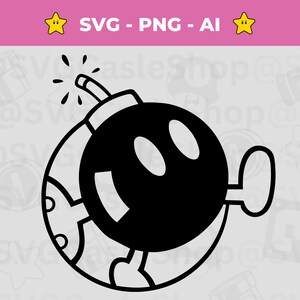 Bob Omb Png Outline SVG, Mario Vector Cut File, Instant Download, Vinyl ...