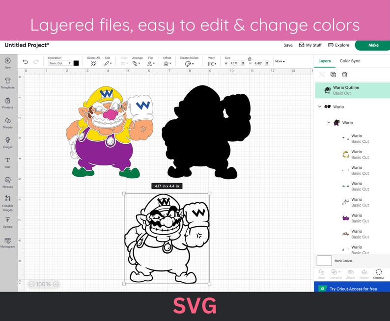 Wario Vector Cut File: Super Mario SVG PNG AI Pack (digital Download ...