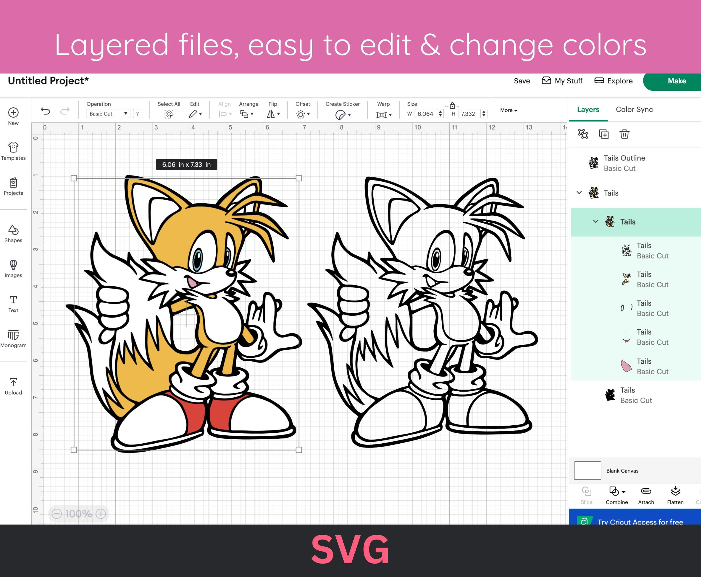 Tails Layered SVG PNG: Sonic the Hedgehog Cut File (digital Download ...
