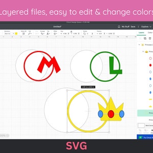 Mario, Luigi, and Princess Peach Logo SVG - Instant Download for ...
