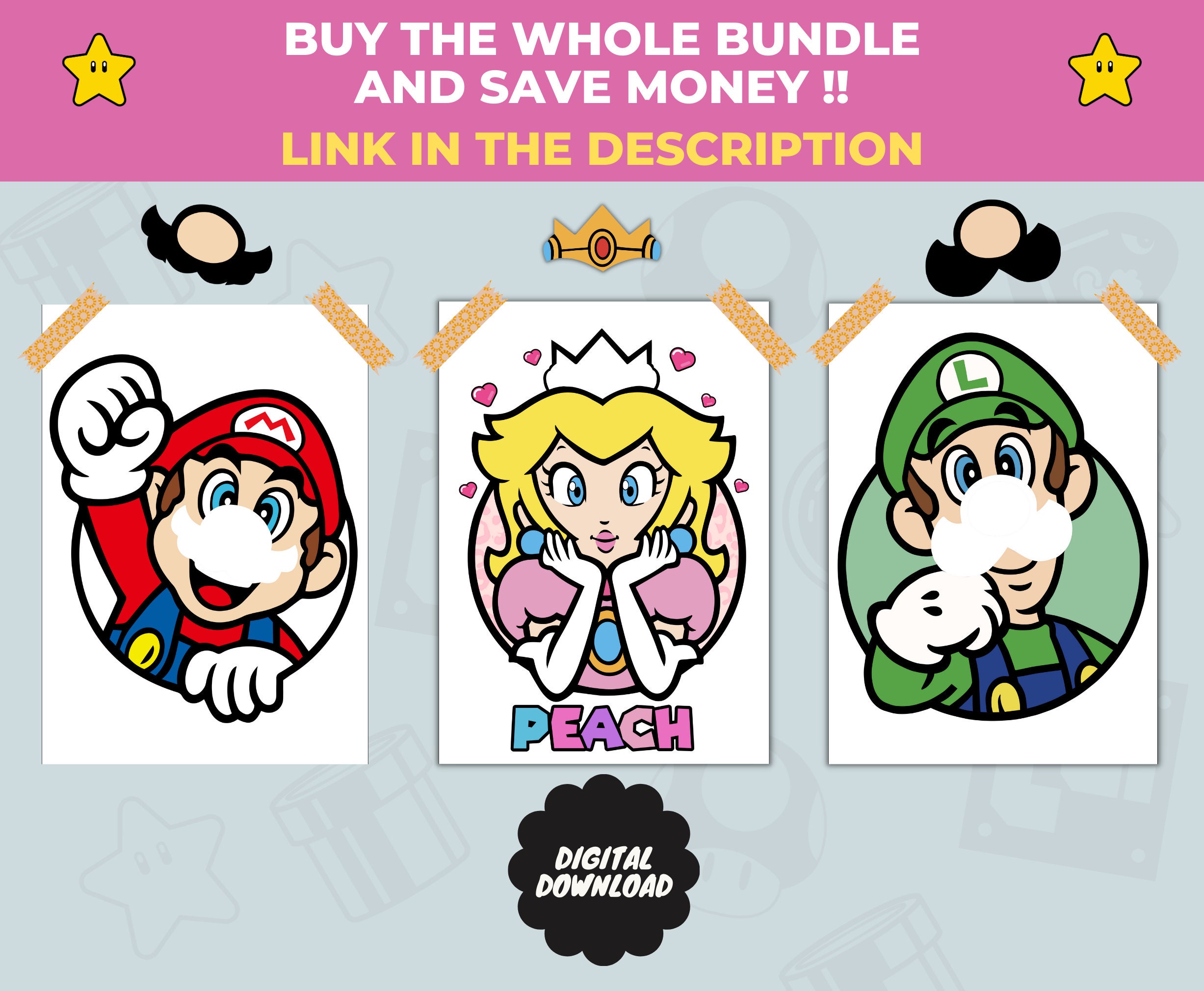 Épinglez la moustache sur le jeu Mario : activité de fête d ...